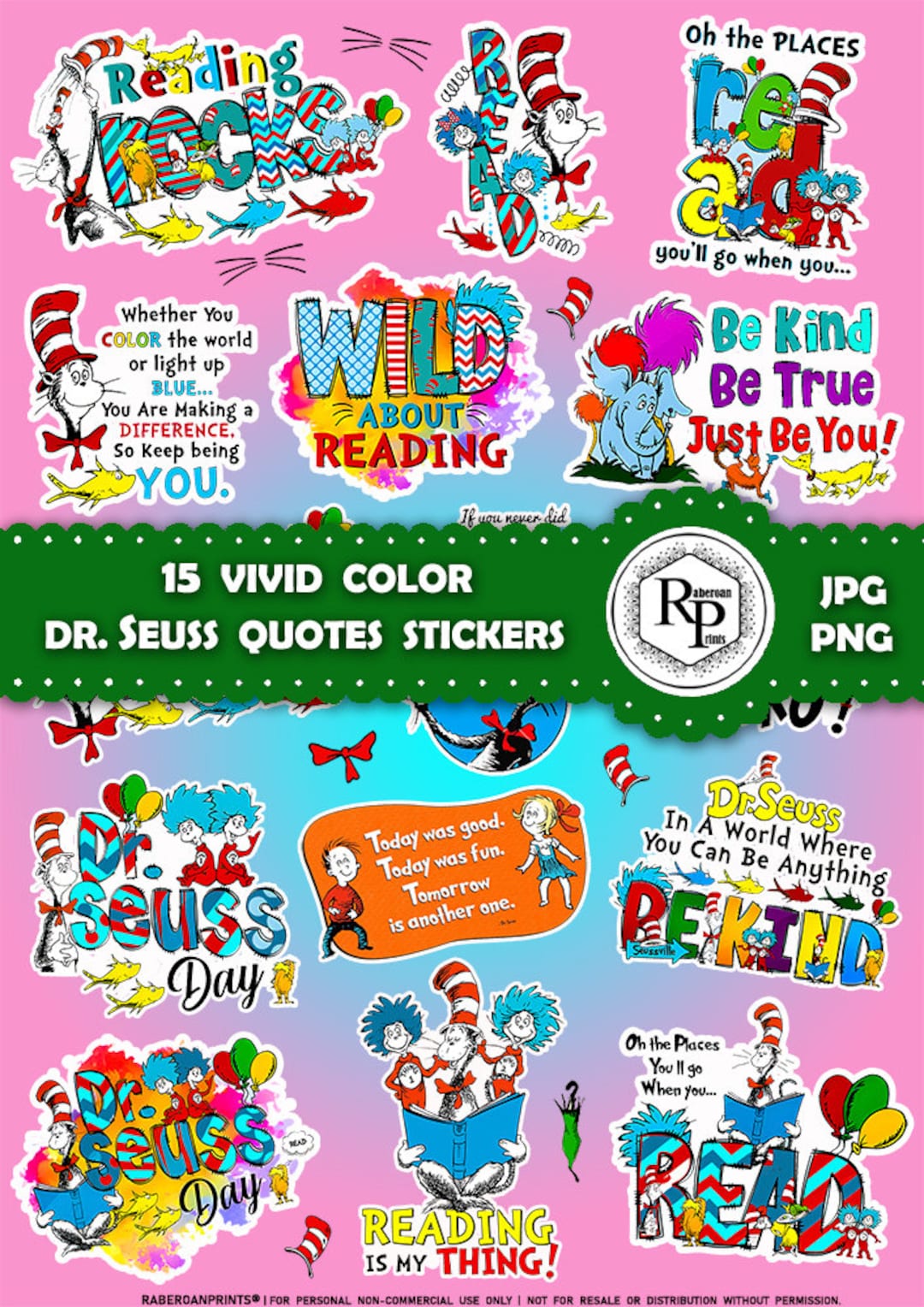 Best Selling** Super Bright Color Dr. Seuss Quotes ONE (1) Stickers ...