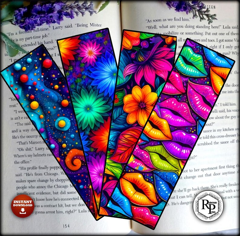 Colorful Printable Bookmarks Set of 4 | Whimsical Fantasy Bookmark ...