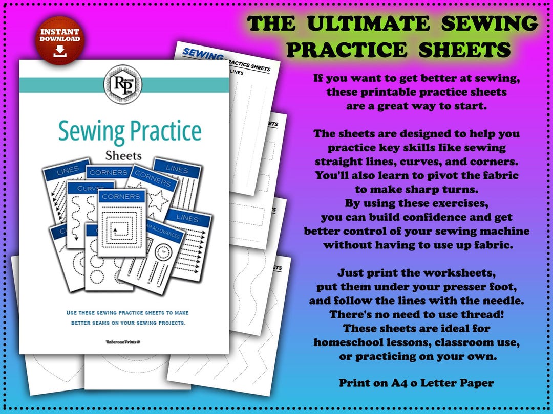 Sewing Practice Sheets for Beginners: Printable Sewing Machine ...