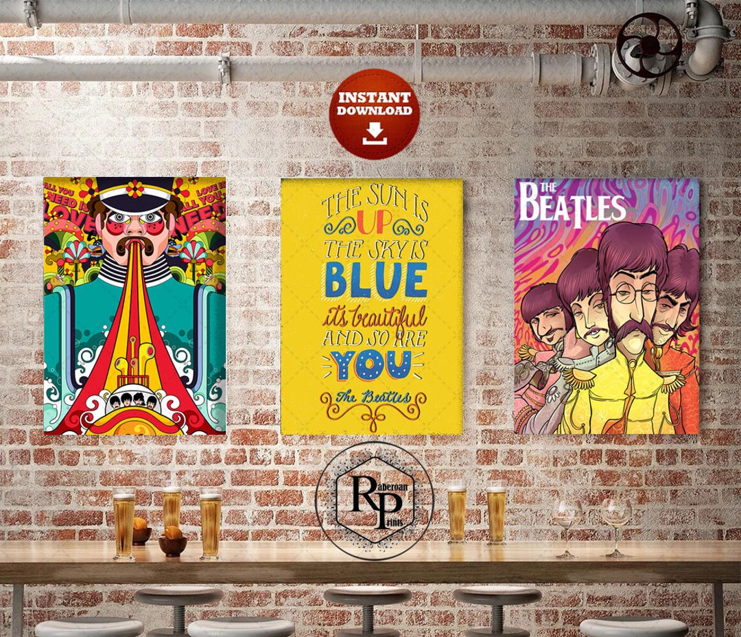 BUNDLE Collection of 6 the Beatles Posters, Digital Music Prints ...