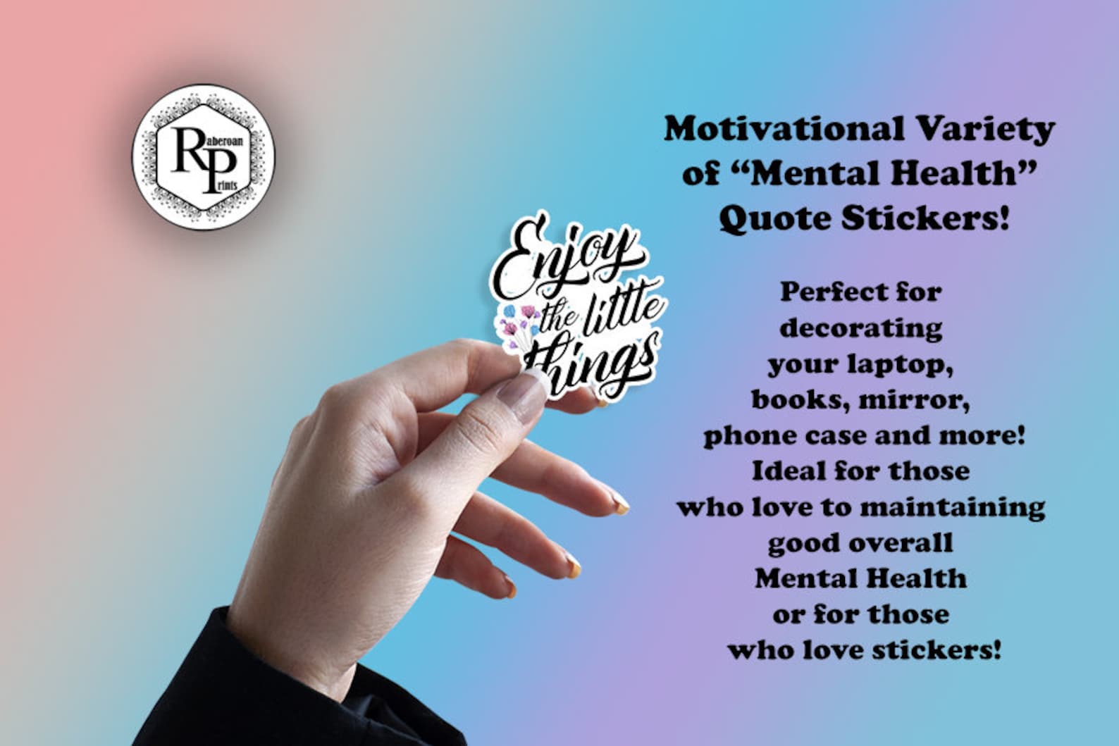 Mental Health Quote Stickers Print and Cut Plus Free Botanical Doodle ...