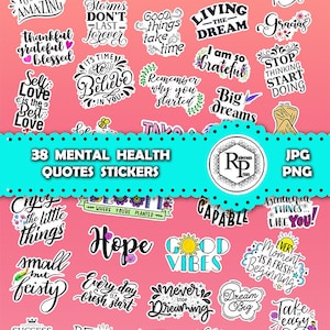 Mental Health Quote Stickers Print and Cut Plus Free Botanical Doodle ...