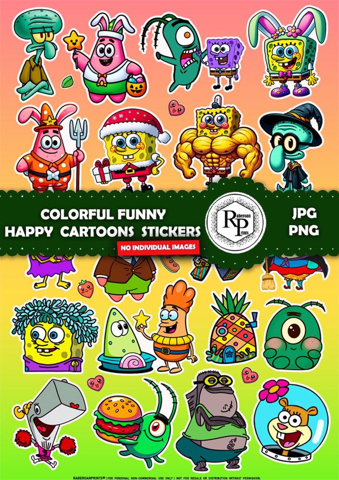 Bestseller** Adorable Colorful Happy Cartoons ONE (1) Stickers Sheet ...