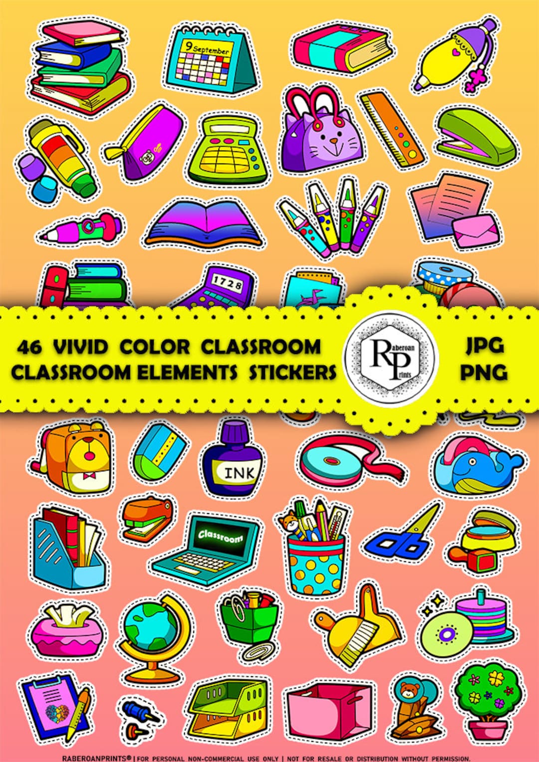 Classroom Teacher Elementary Sticker Sheets + Bonus Children Tags and ...