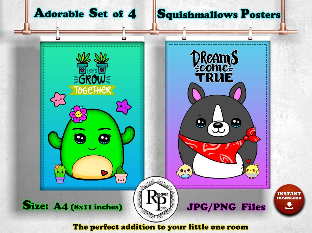 BUNDLE Collection of 4 Super Colorful «squishmallows Posters #2 ...