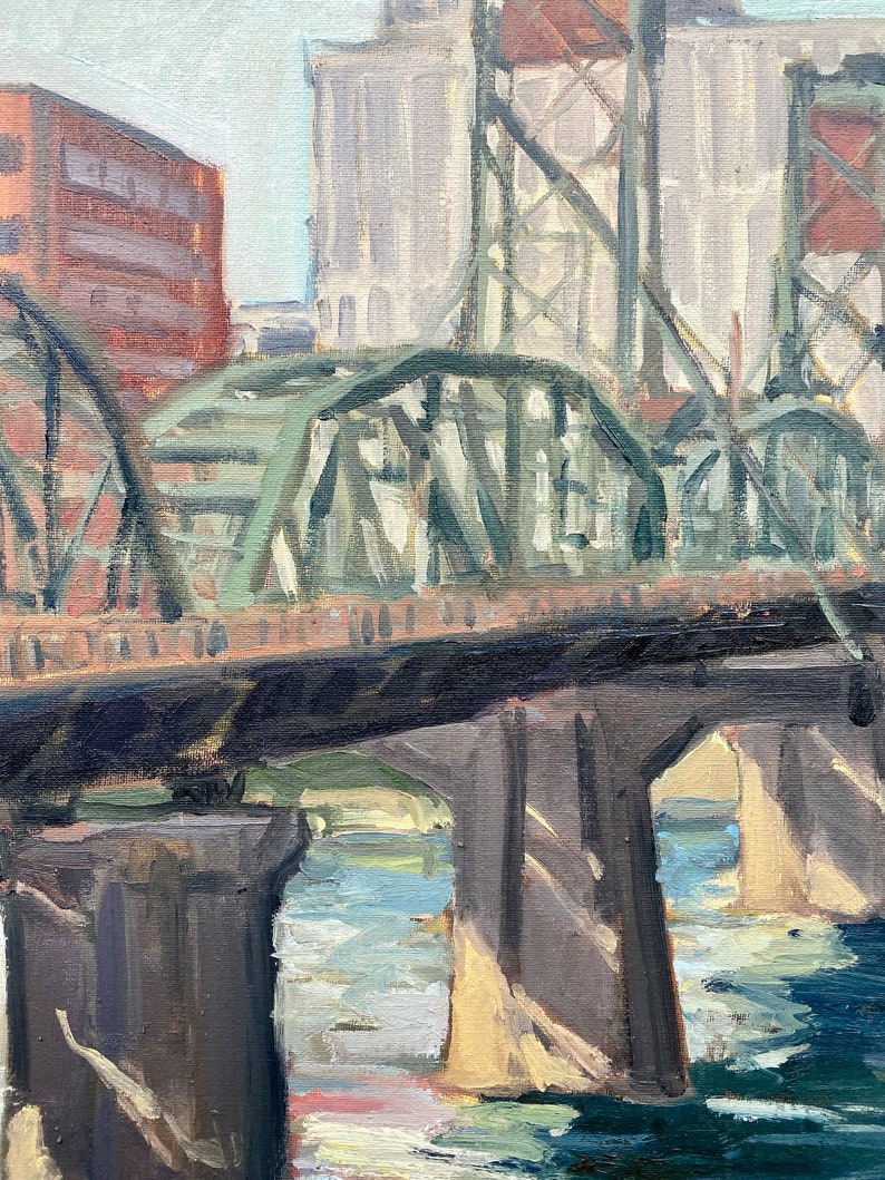 Hawthorne Bridge, SE Madison, Oil Painting En Plein Air, Portland OR ...