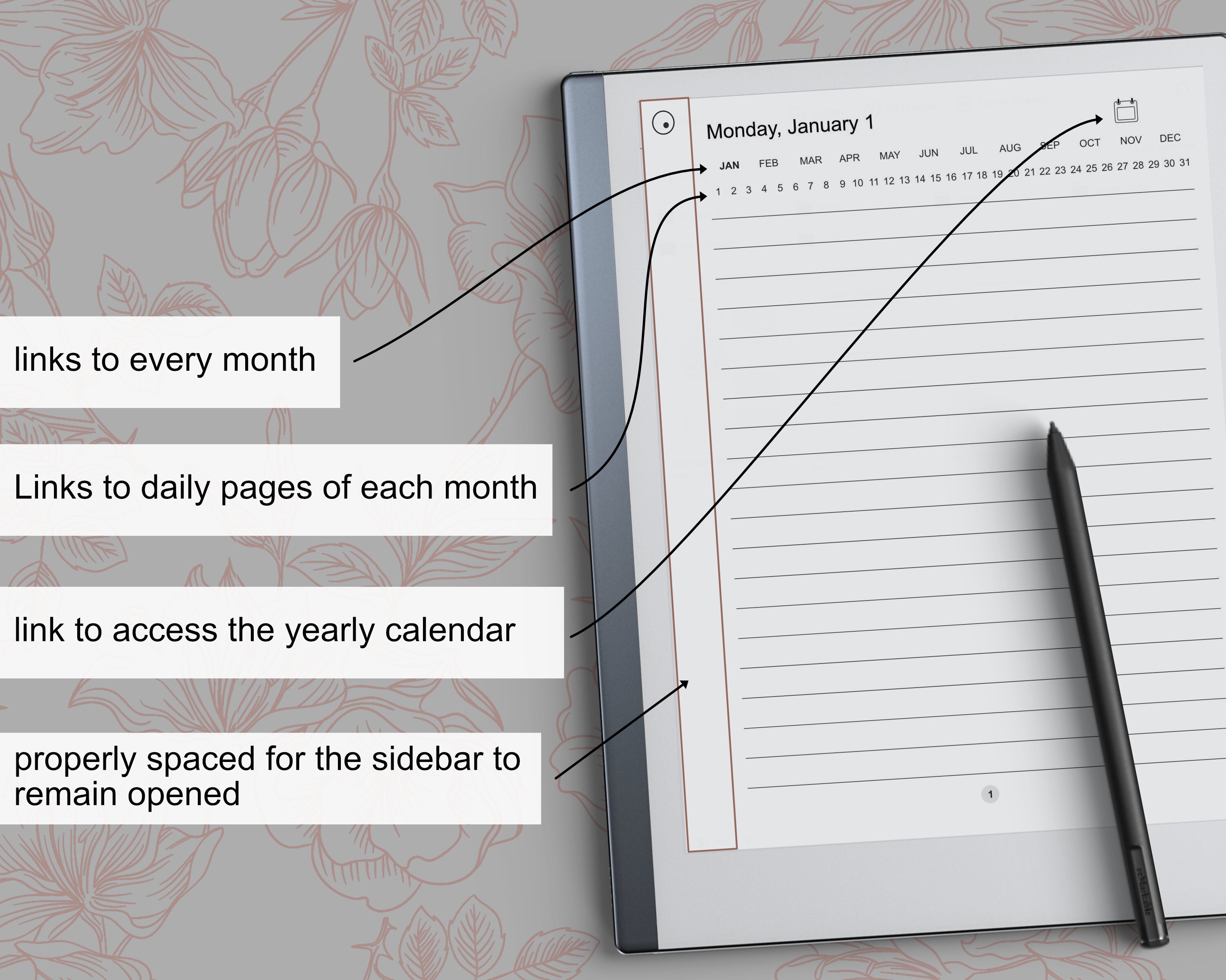 Remarkable 2 Templates Daily Journal 2023 and 2024, Hyperlinked PDF ...