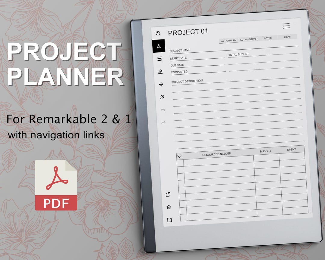 Project Planner for Remarkable 2 Templates, Project Management, Project ...