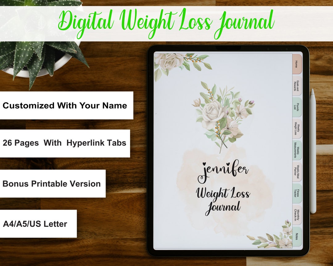 Digital Weight Loss Tracker for Goodnotes, Notability, Weight Loss ...