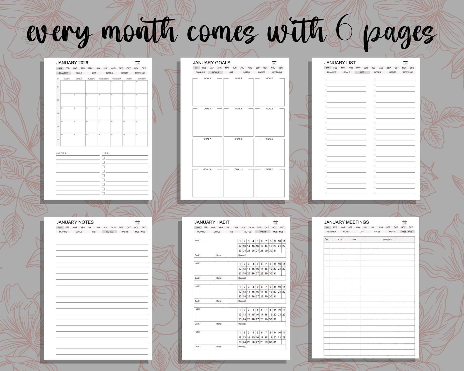 Weekly Planner Template for Remarkable 2, 2025-2026 Yearly and Monthly ...