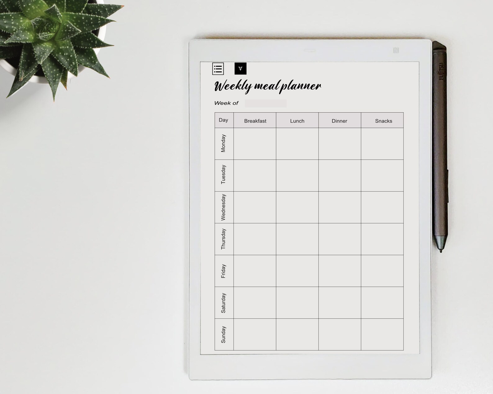 Supernote Templates Weekly Meal Planner Grocery List - Etsy