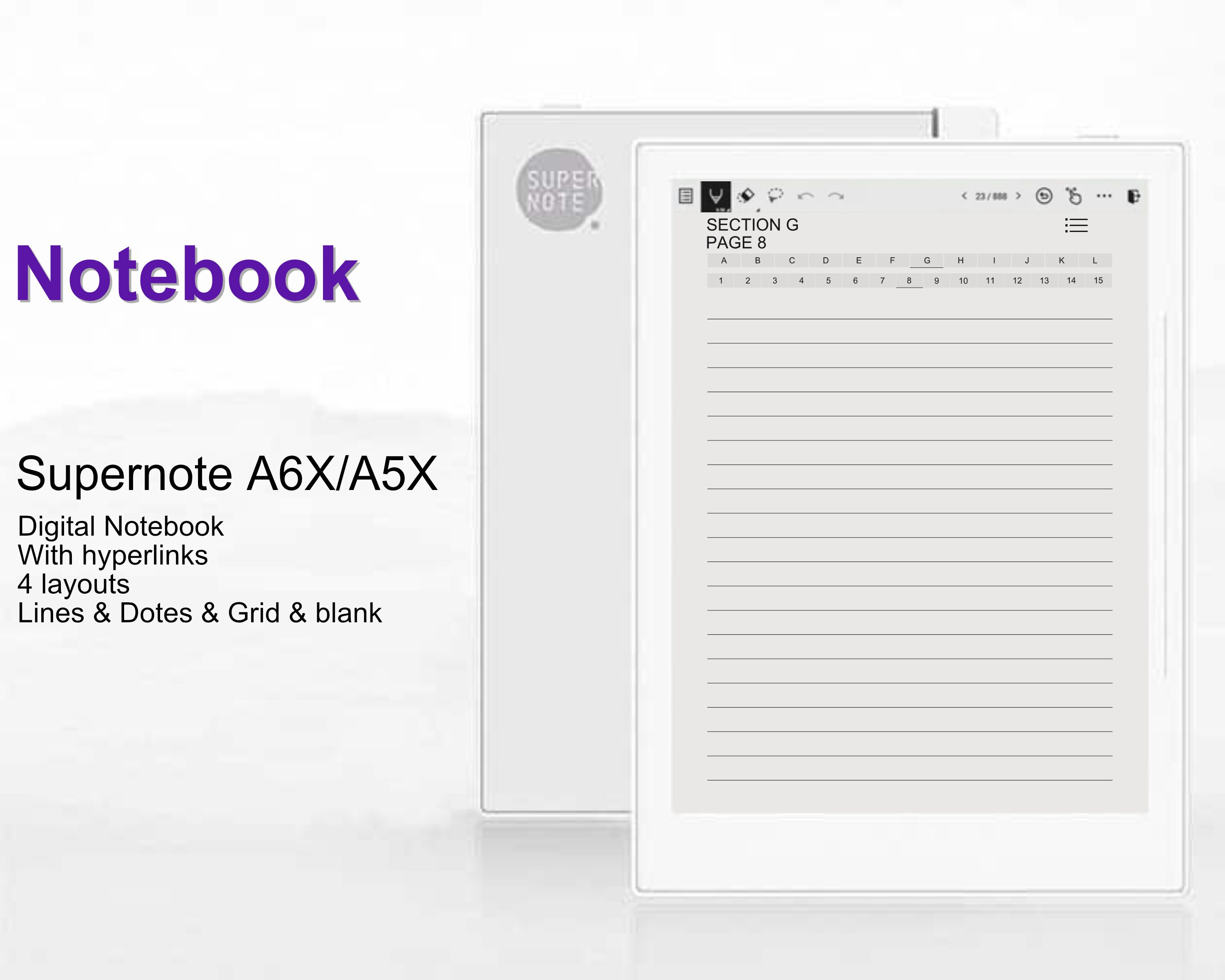 Supernote A6x A6 Templates Supernote A5x A5 Digital