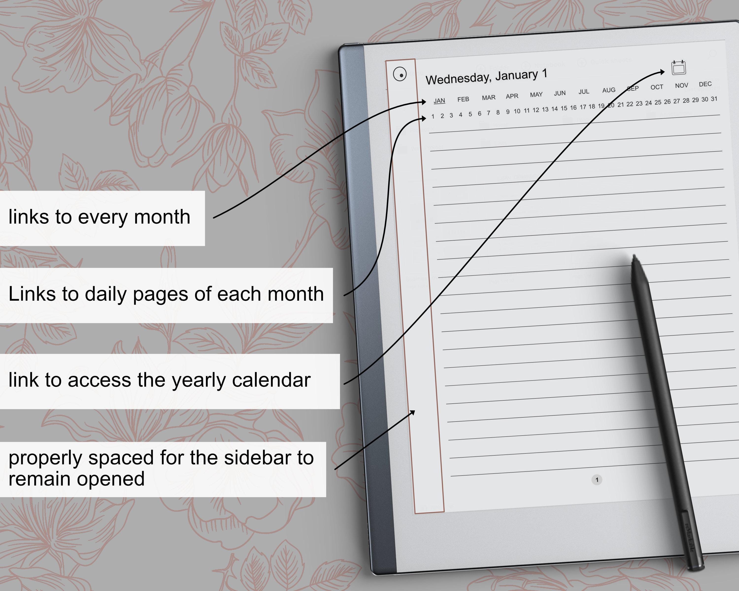 Daily Journal Template for Remarkable 2 2025-2026, Hyperlinked PDF ...