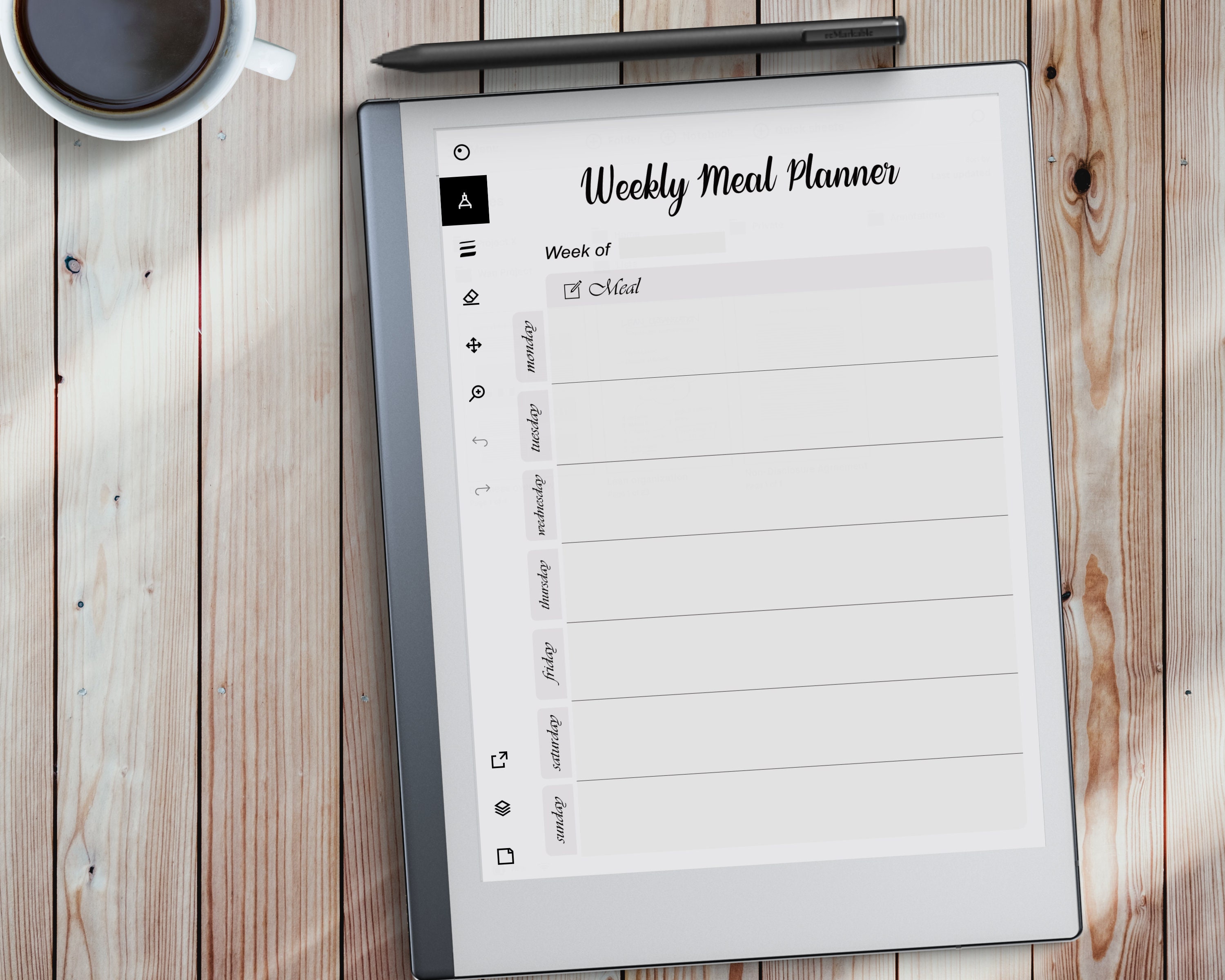 Remarkable 2 Templates L Weekly Meal Planner Grocery List L - Etsy