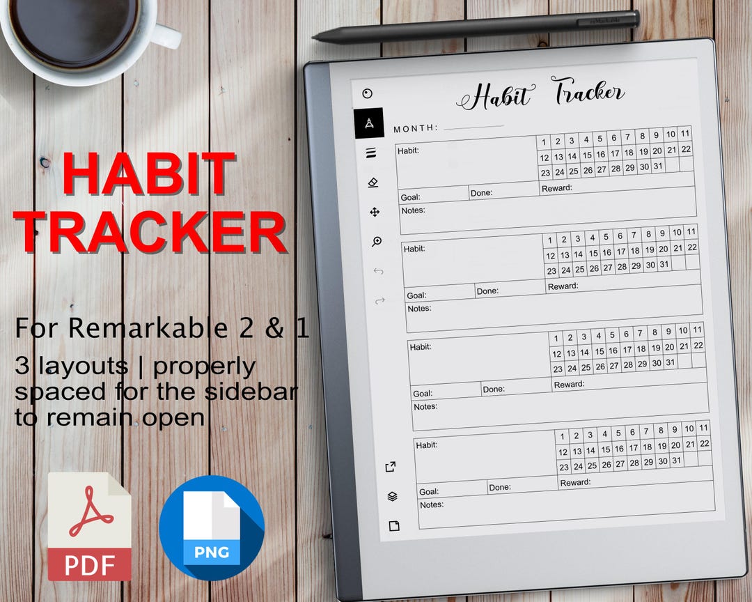 Habit Tracker Template for Remarkable 2 and Paper Pro, Digital Habit ...