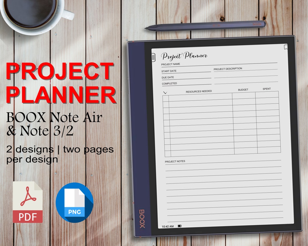 Boox Note Air Templates Project Planner, Compatible With Boox Note 3/2 ...