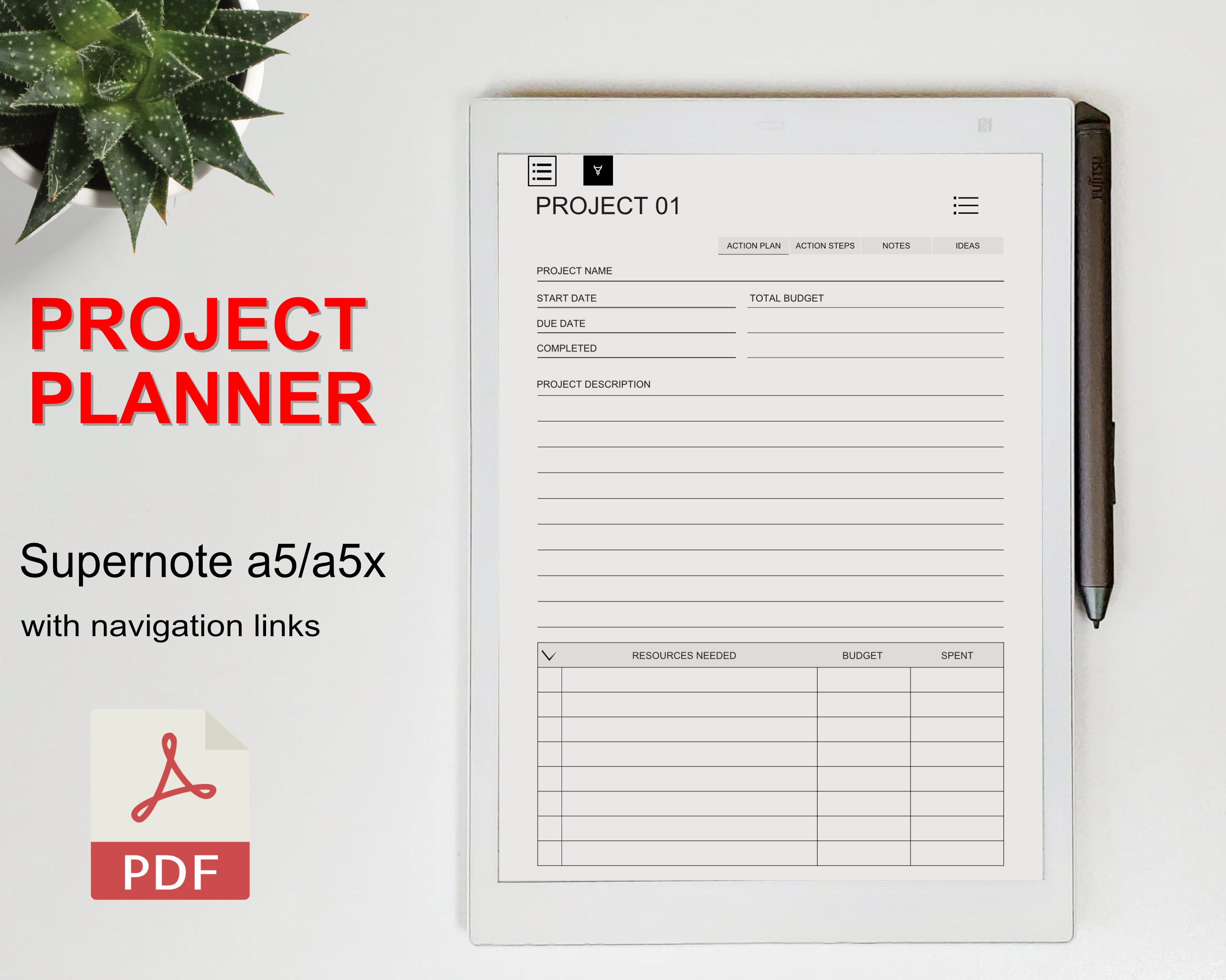Supernote Templates Project Planner, Project Management, Project ...