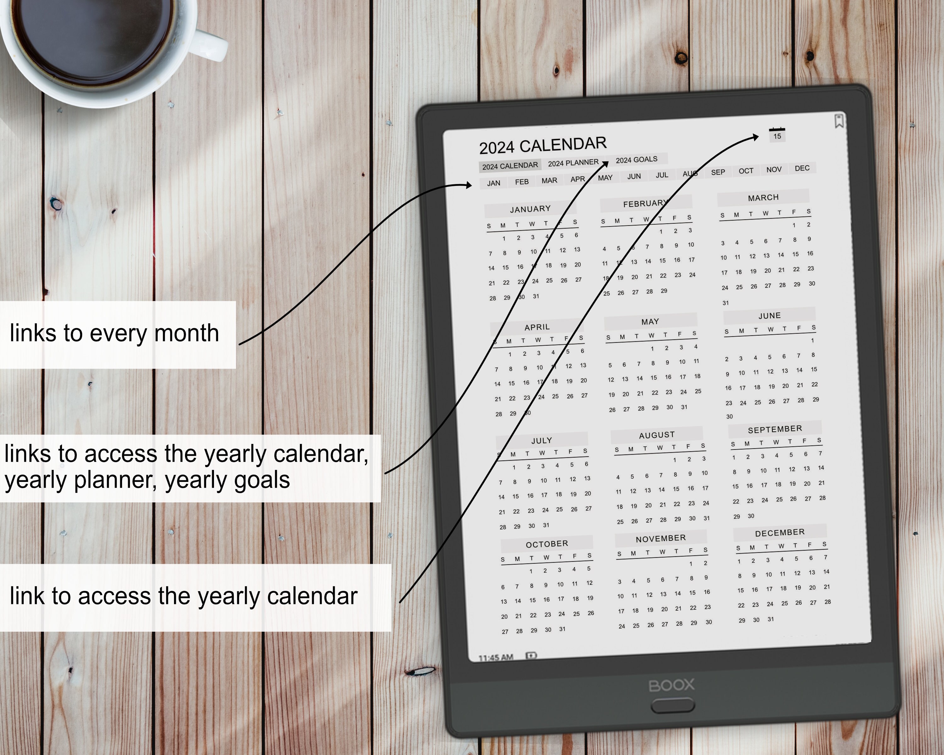 Boox Note Weekly Planner 2024, Yearly and Monthly and Weekly Planner ...