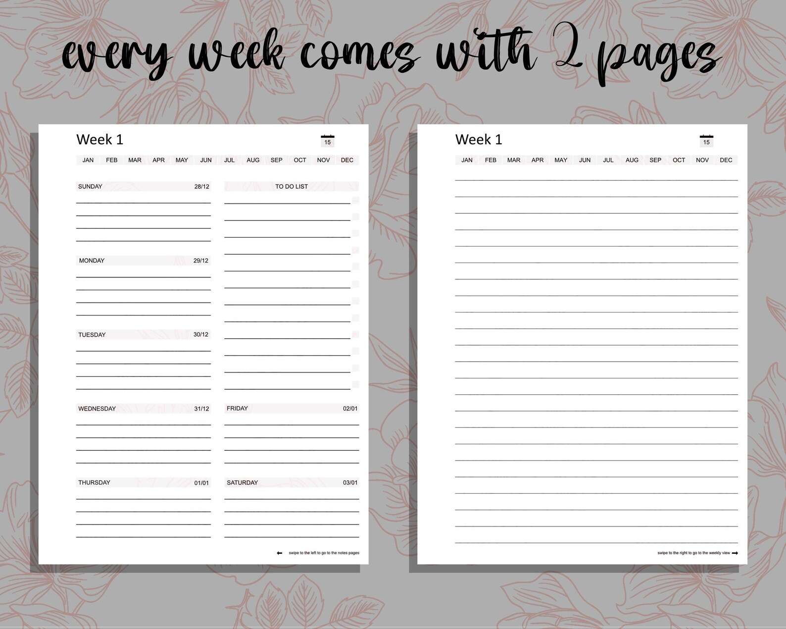 Weekly Planner Template for Remarkable 2, 2025-2026 Yearly and Monthly ...