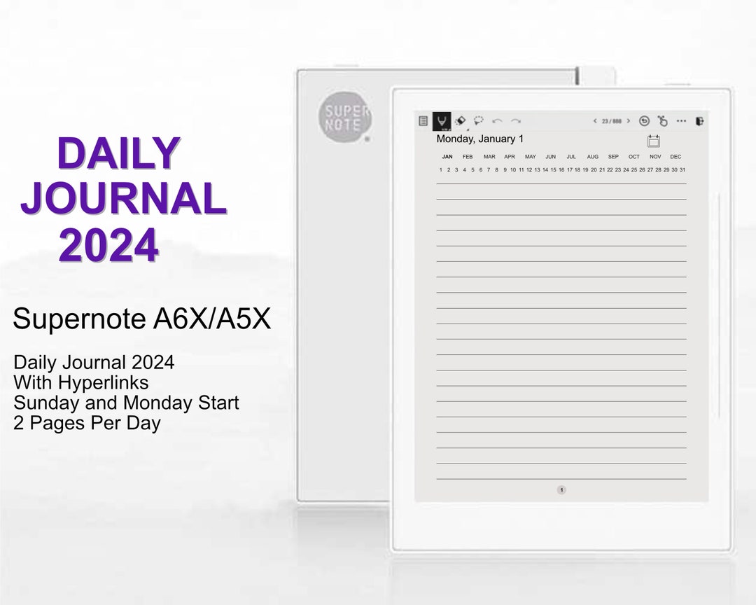 Supernote Templates 2024 Daily Journal - Etsy