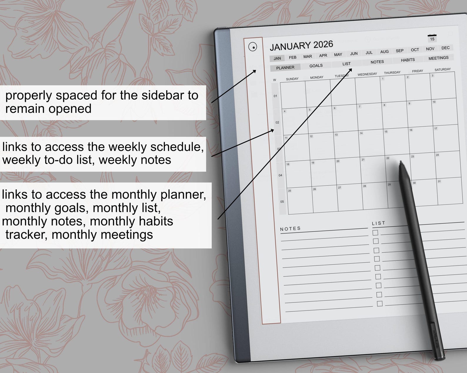 Weekly Planner Template for Remarkable 2, 2025-2026 Yearly and Monthly ...