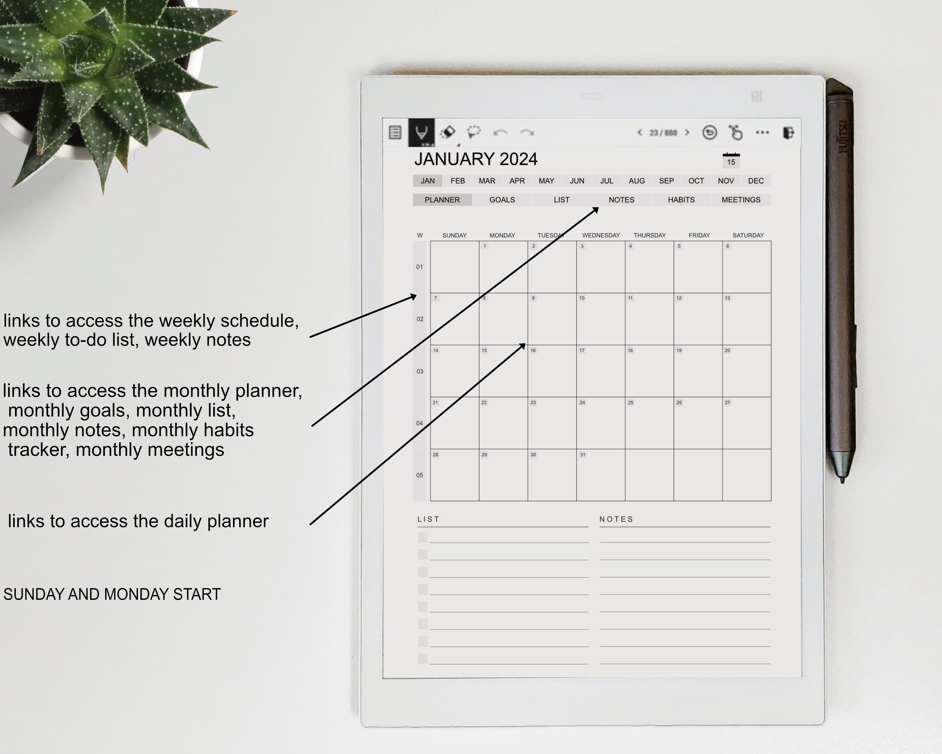 Supernote Templates 2024 Daily Planner Supernote Digital Planner - Etsy