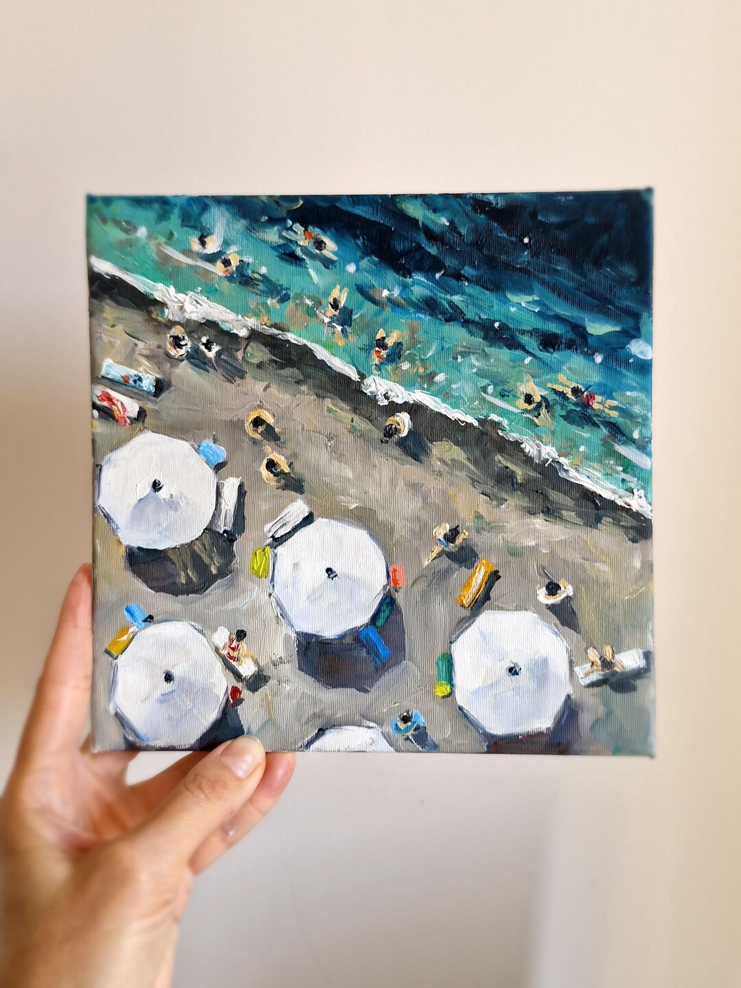 Ocean View Painting Aerial Beach Oil Painting Beach Oil Art California ...