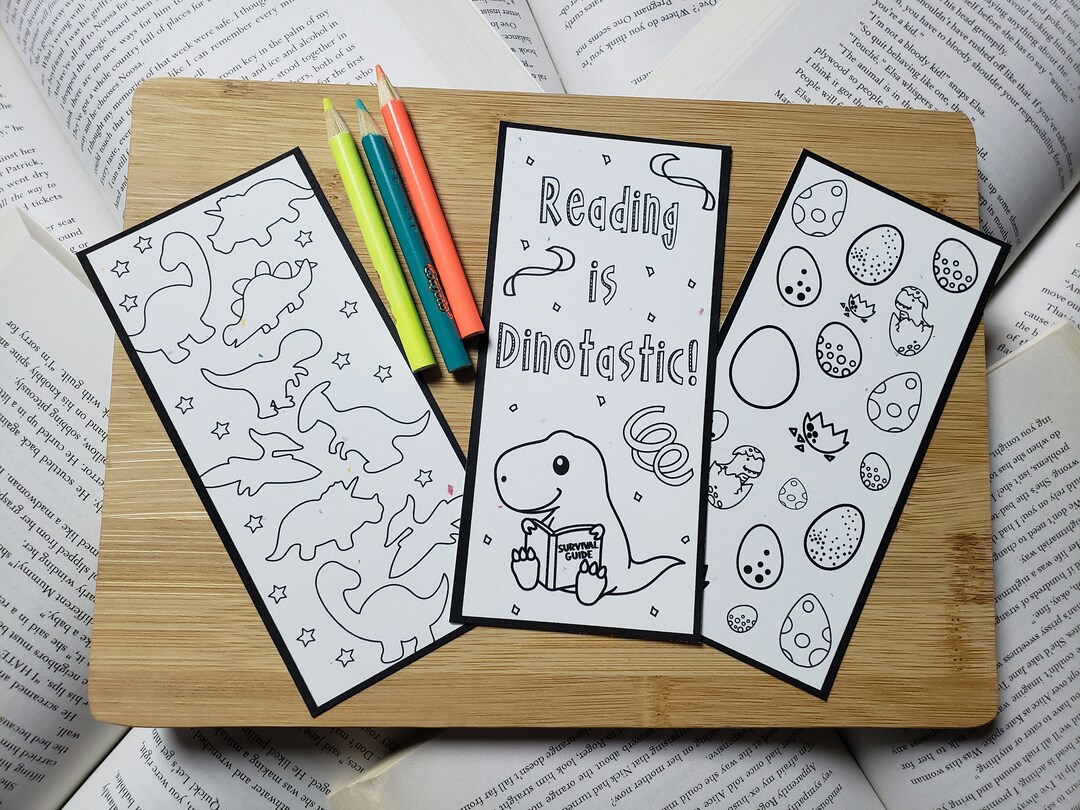 Dinosaur Color-me Bookmarks || Coloring Activity Bookmarks for Children ...