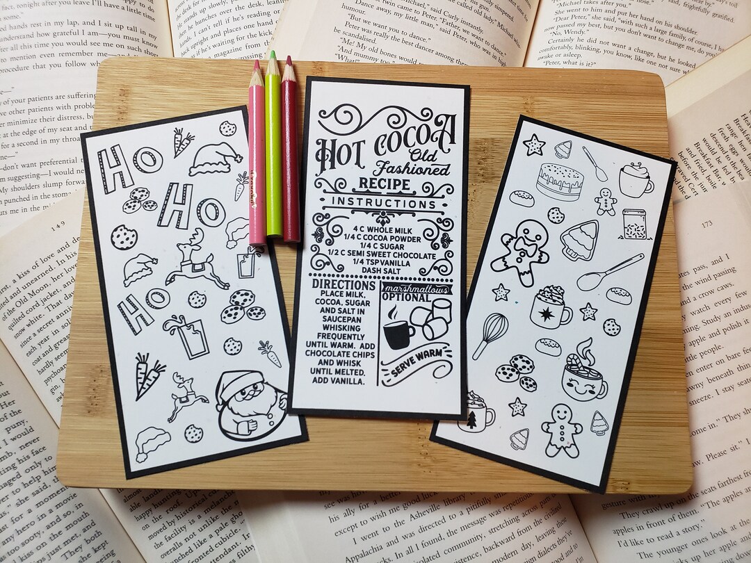 Baking/hot Cocoa Color-me Bookmarks || Coloring Activity Bookmarks for ...