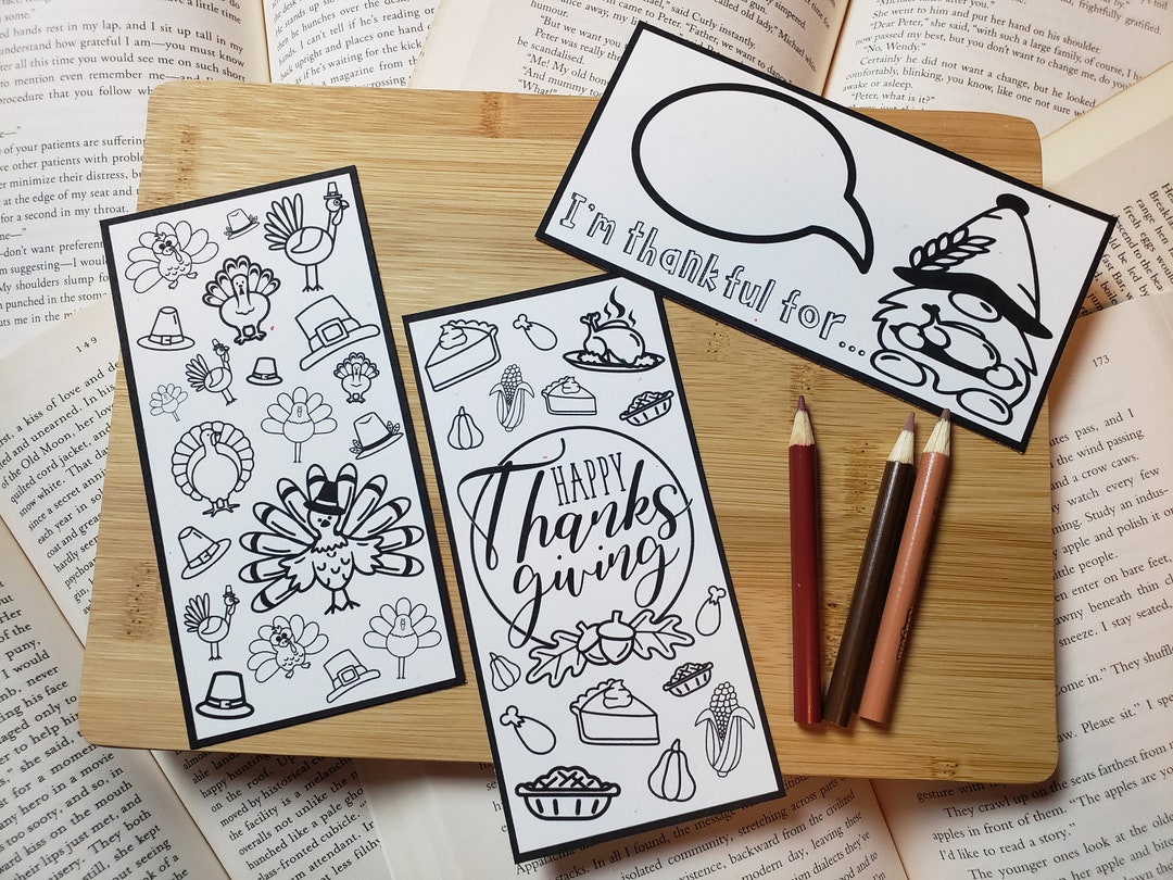 Thanksgiving Color-me Bookmarks || Coloring Activity Bookmarks for ...
