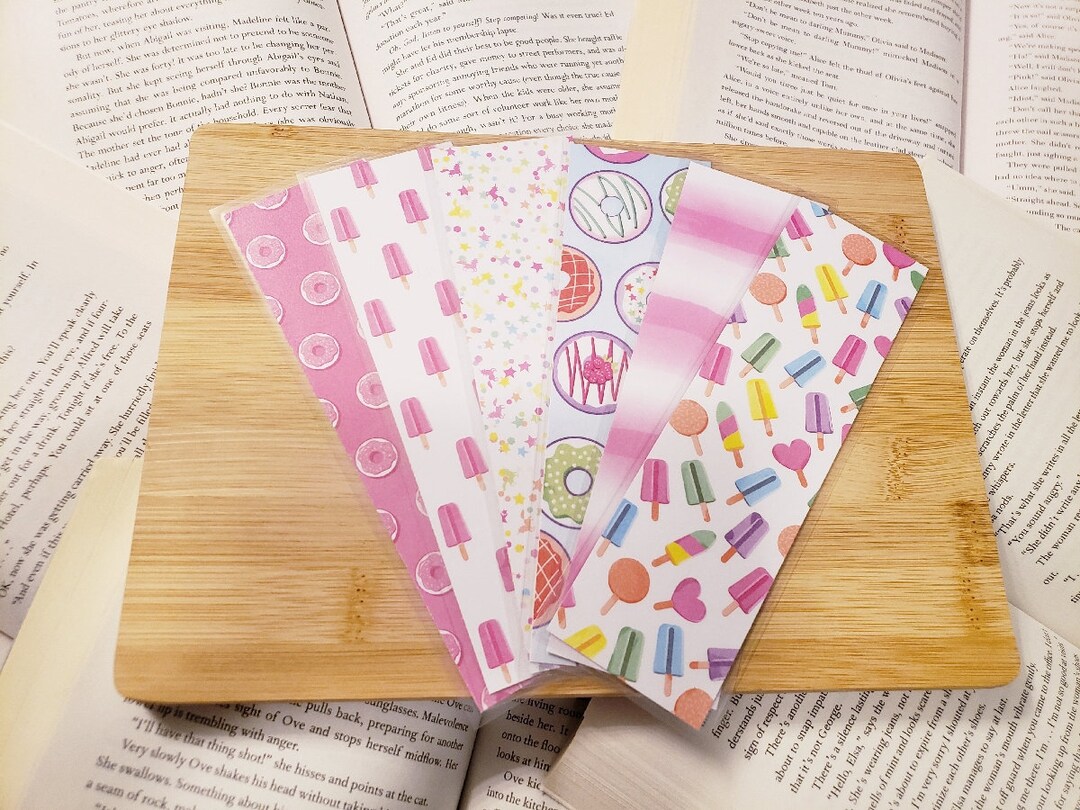 Donuts & Popsicles || Double-sided Handmade Laminated Bookmarks - Pink ...