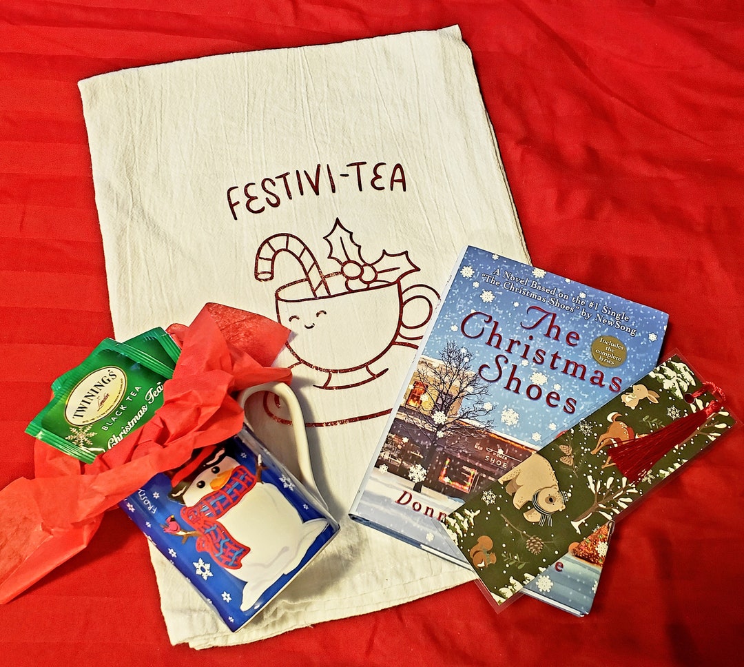 Festivi-tea Gift Set || Gift Set: Tea Towel, Gently Used Christmas Book ...