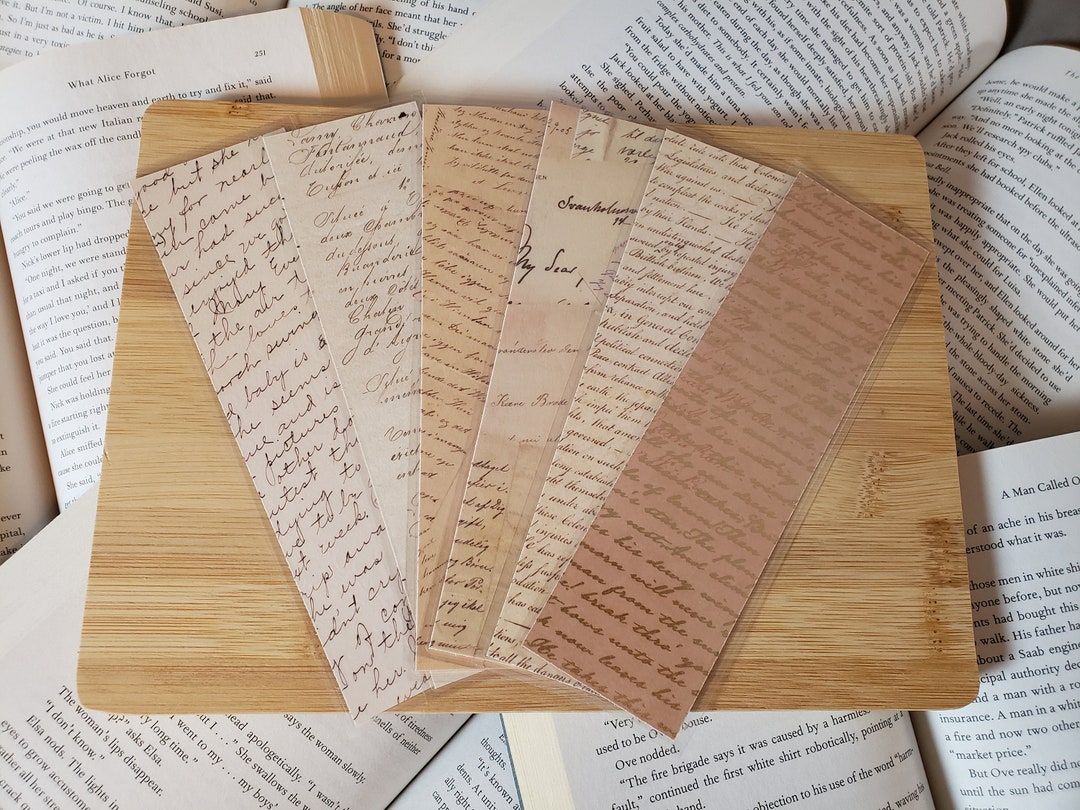 Vintage Papers/script || Double-sided Handmade Laminated Bookmarks ...