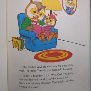 1981 Wise Owls Days of the Week by Jane Belk Moncure Illustrated by ...