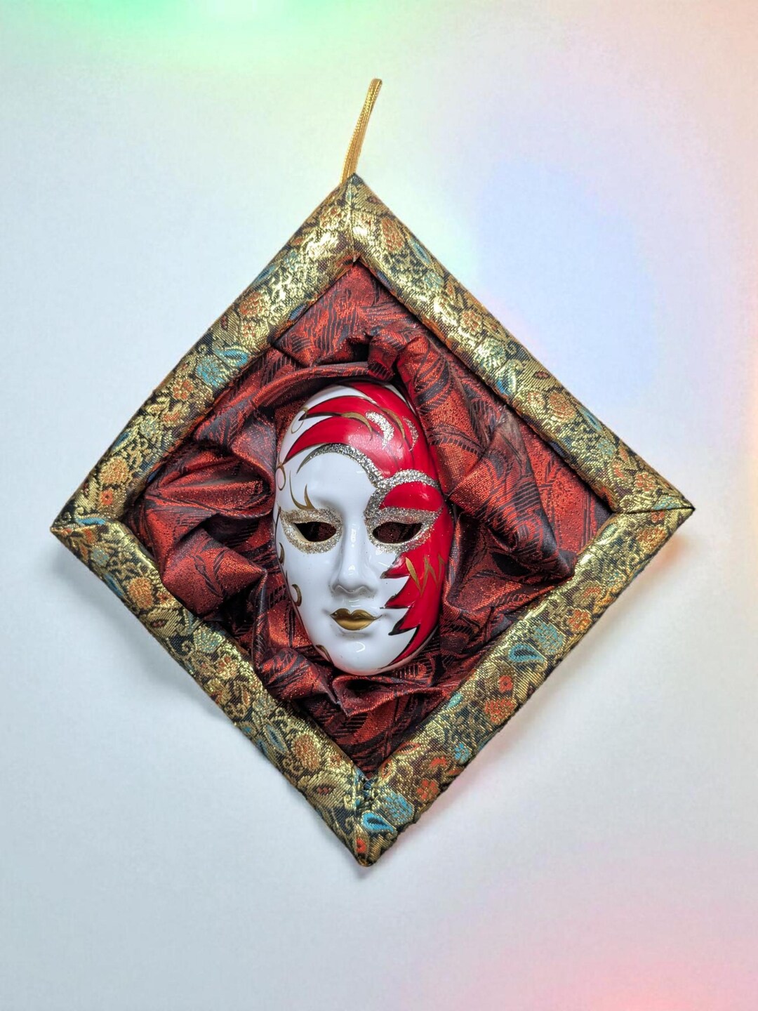 Vintage Ceramic Red and Gold Diamond Mask Wall Art Nouveau Decor - Etsy