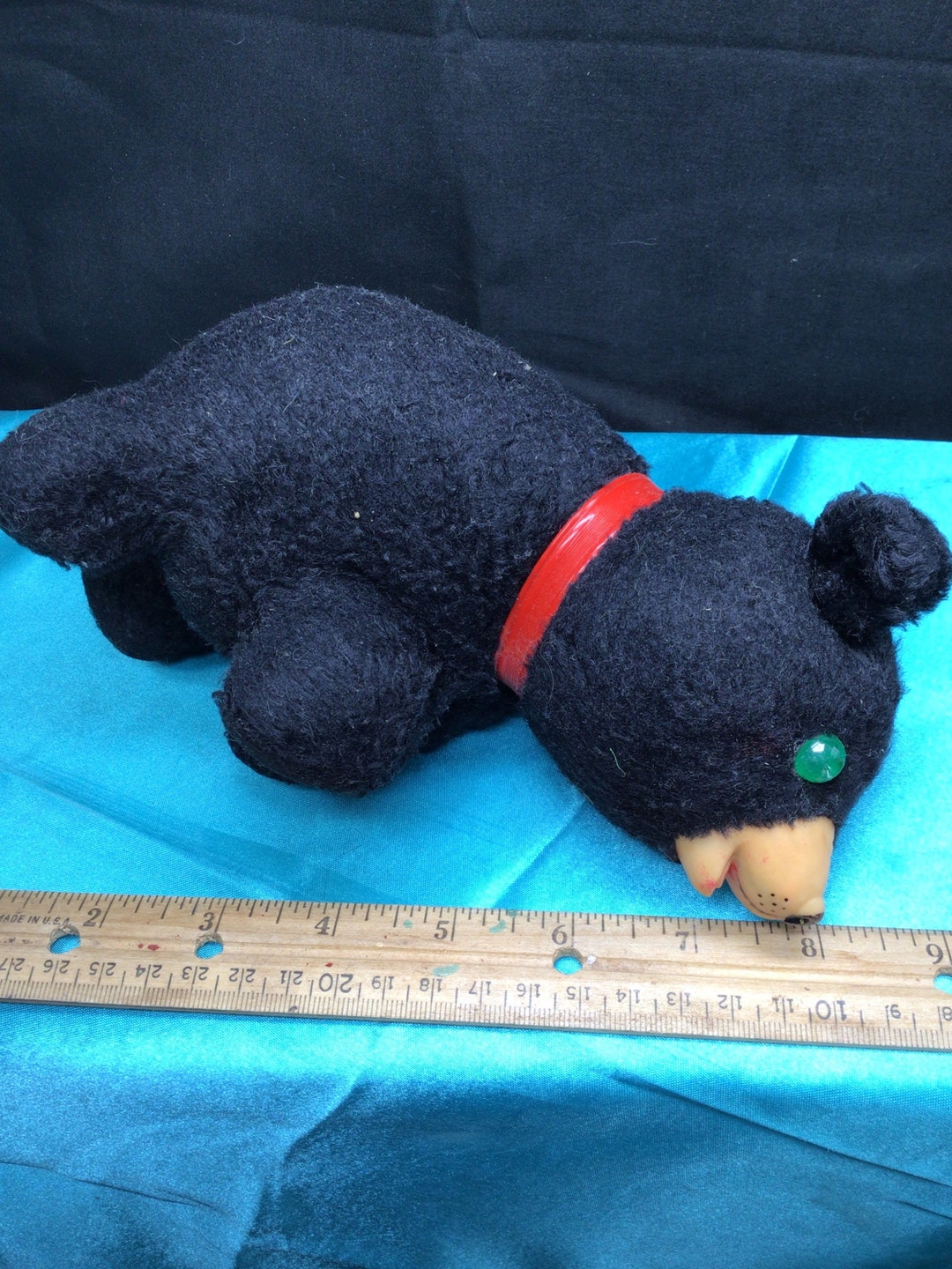 Vintage 1950s Hay Stuffed Black Bear - Etsy
