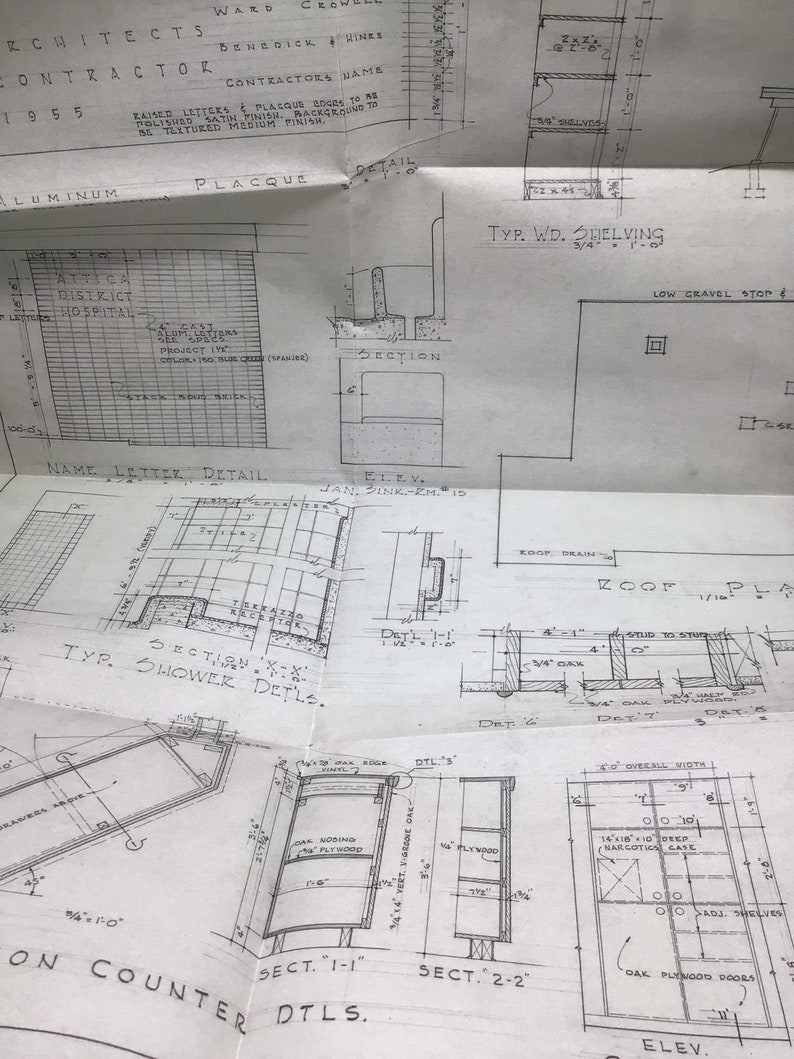 Vintage 1950s Hand Penciled Blueprints. - Etsy