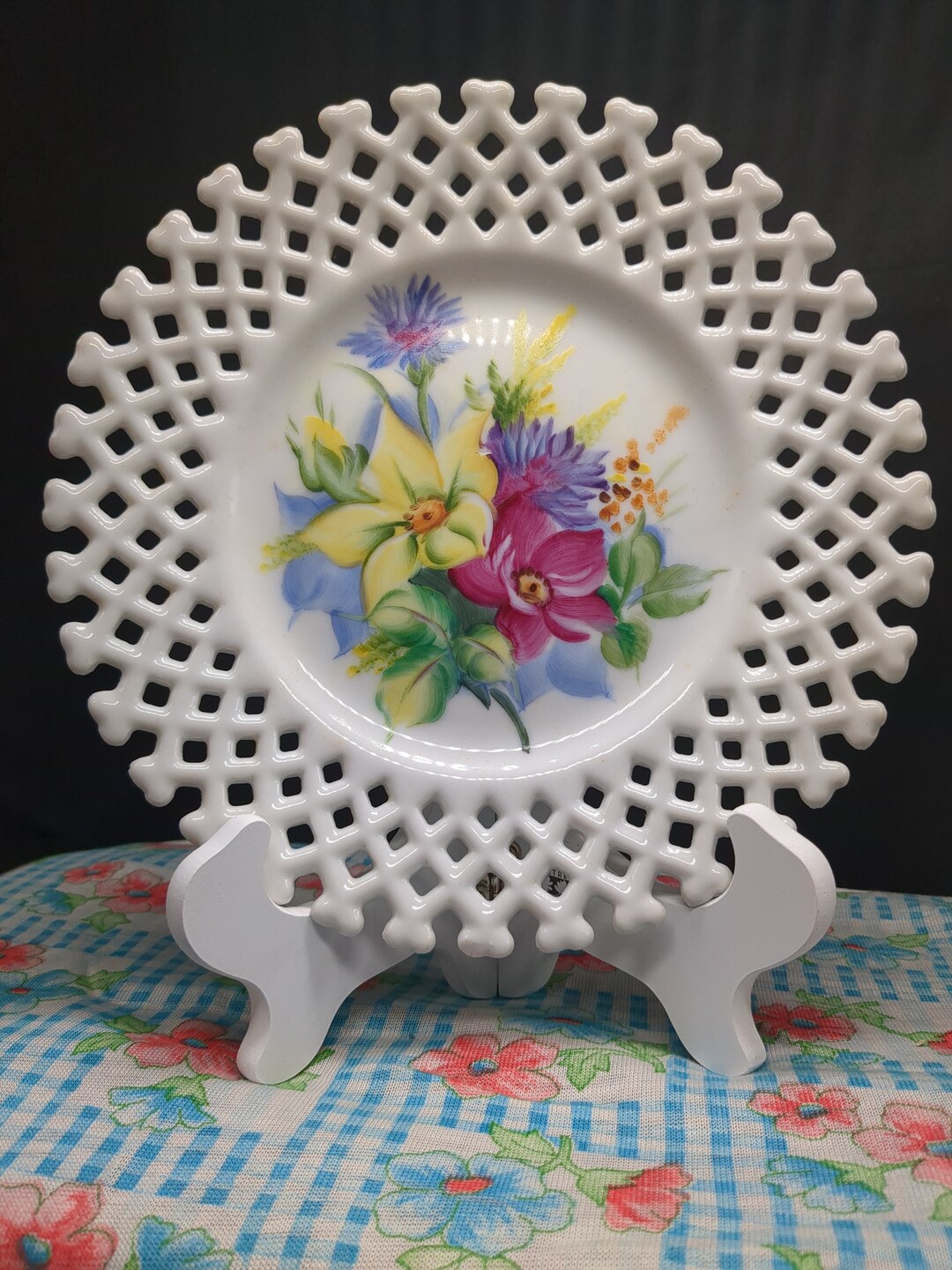 Vintage Lefton China Lattice Work Hand Painted Decorative Plate - Etsy