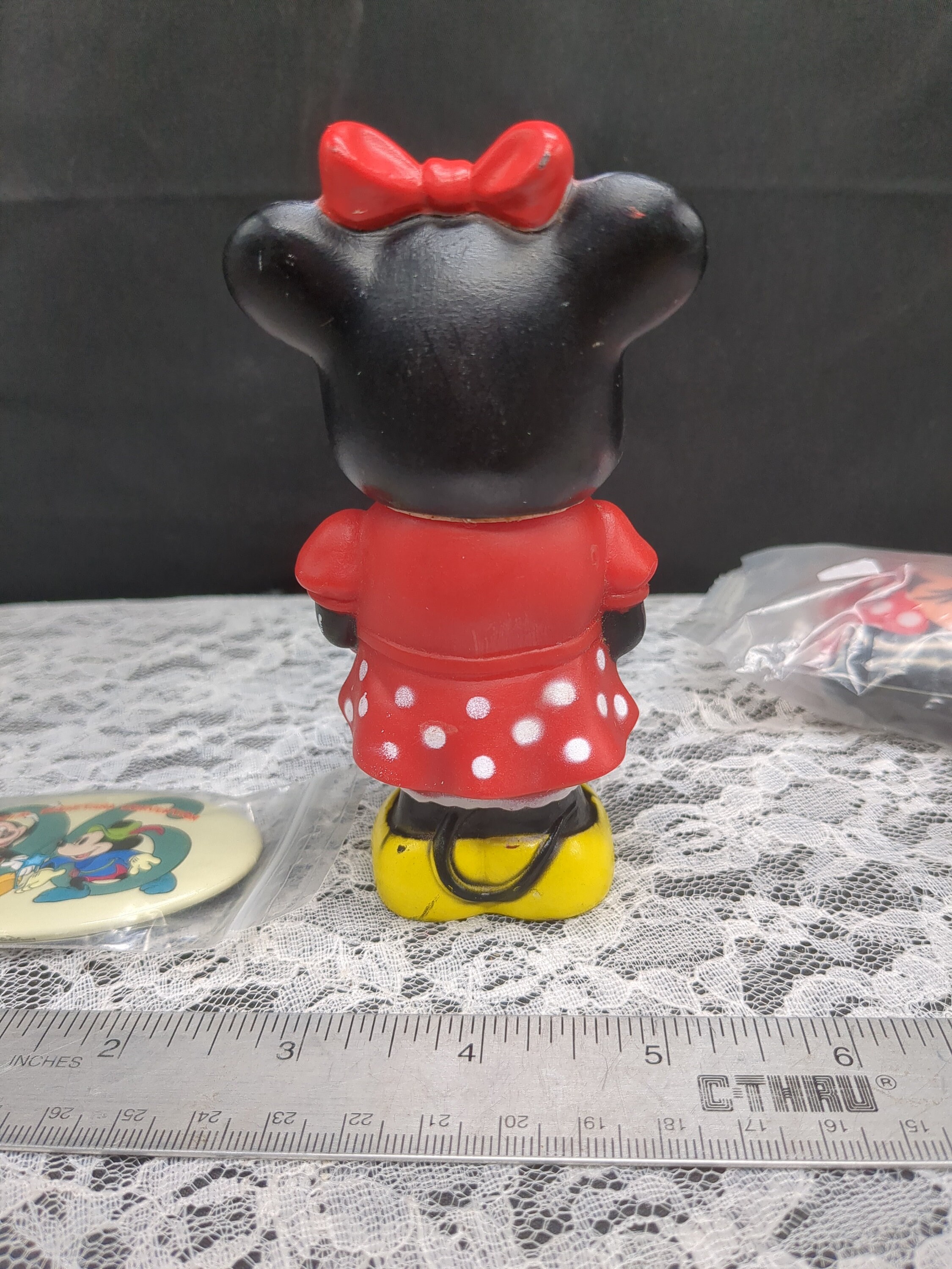 Collector's Lot – 4 Vintage Disney Items – Button, Figures, Plush ...