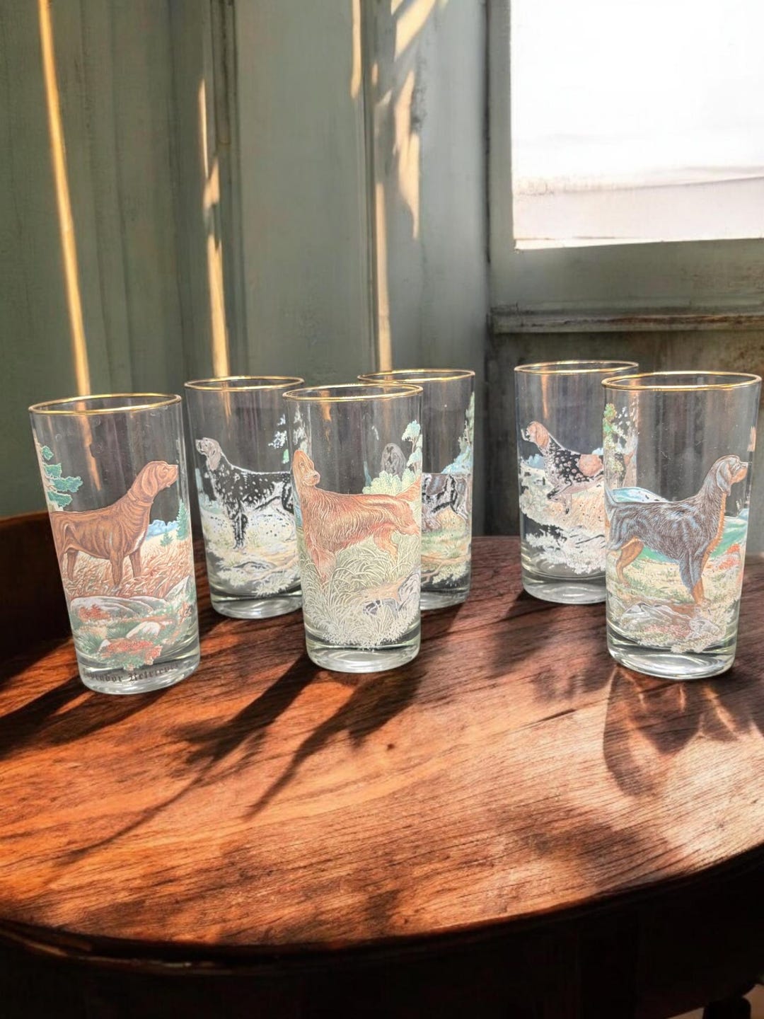 Vintage Glass Hunting Dog Drinking Glasses - Etsy