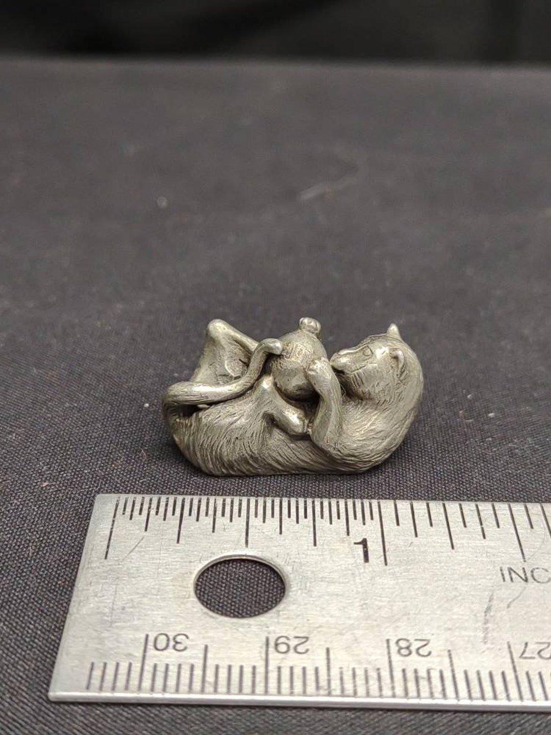 1982 Rawcliffe Pewter Figurine of a Cat With a Ball - Etsy