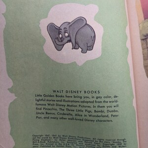 Little Golden Book Walt Disney's Dumbo D3 25 Copyright 1947 - Etsy
