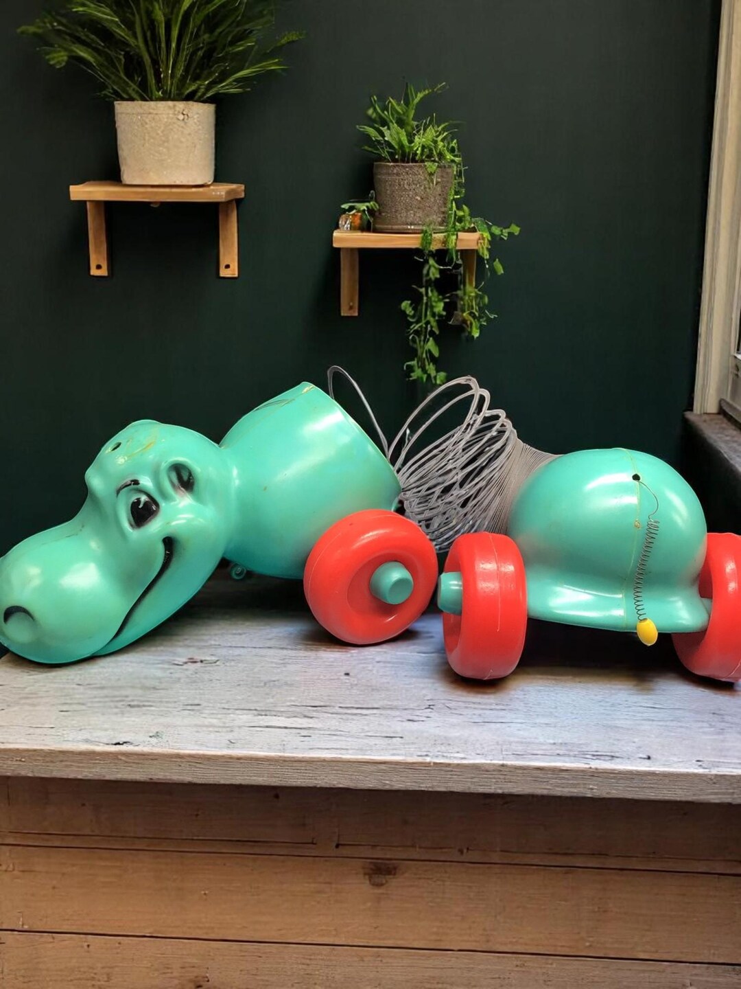 Vintage 1965 Slinky Hippo Toy – Missing Hat & Pull String - Etsy