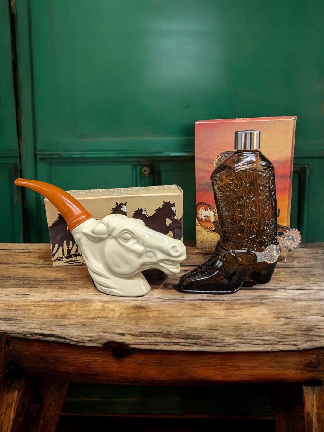 Vintage Avon Western Boot Aftershave and Wild Mustang Pipe Cologne ...