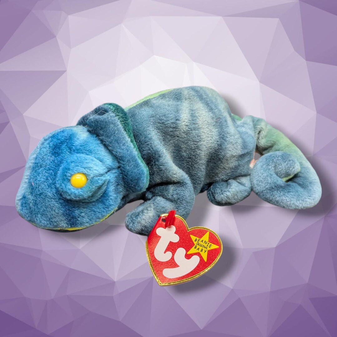 Vintage 1997 Rainbow the Chameleon,(blue and Green) TY Beanie Baby With ...