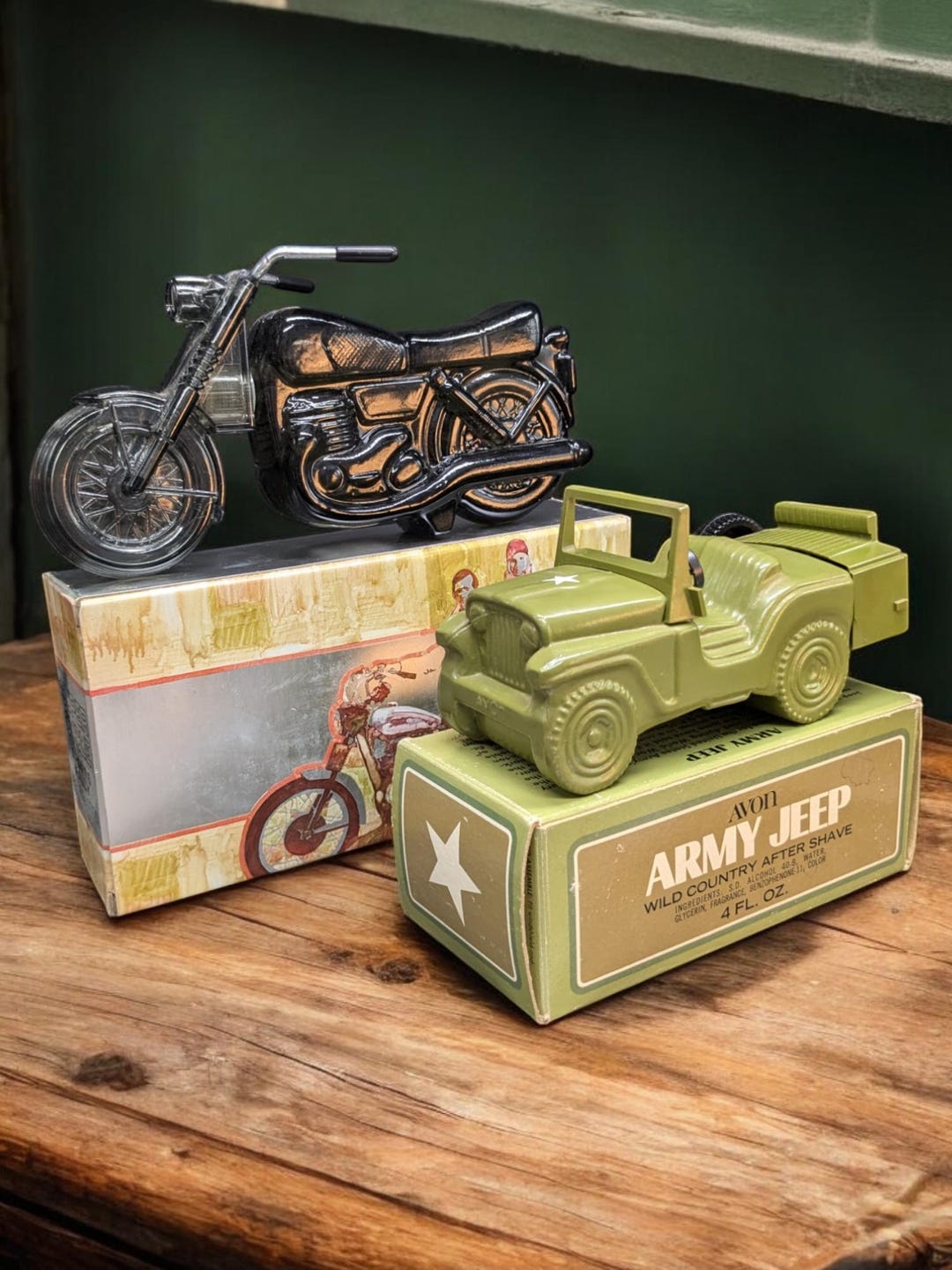 Vintage 1970s Avon Decanters: Super Cycle & Army Jeep - Etsy
