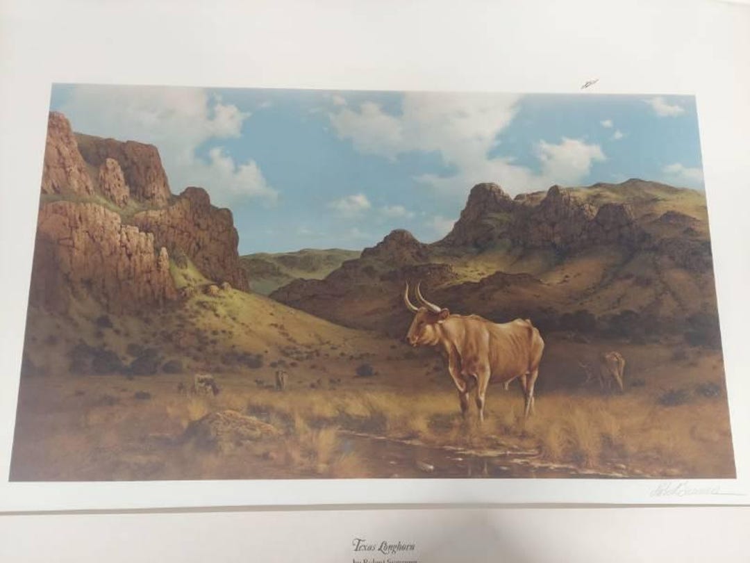 Robert Summers Signed Western Lithograph Print Texas Longhorn - Etsy