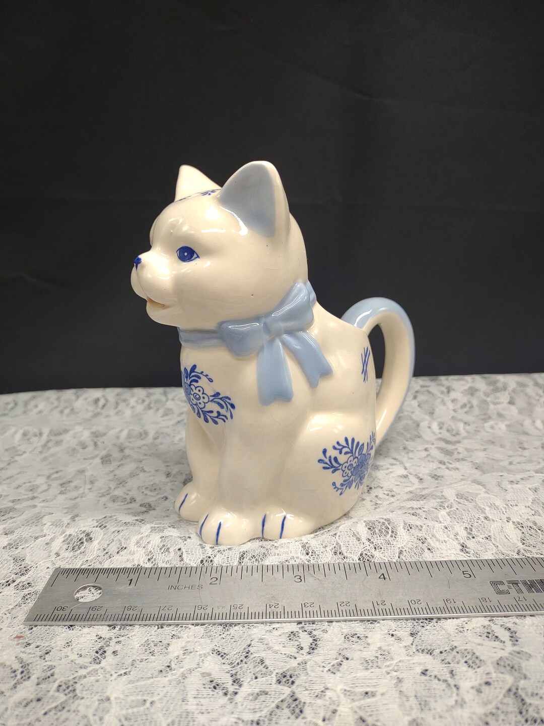 Vintage Porcelain Cat Creamer Fine China Delph Blue - Etsy