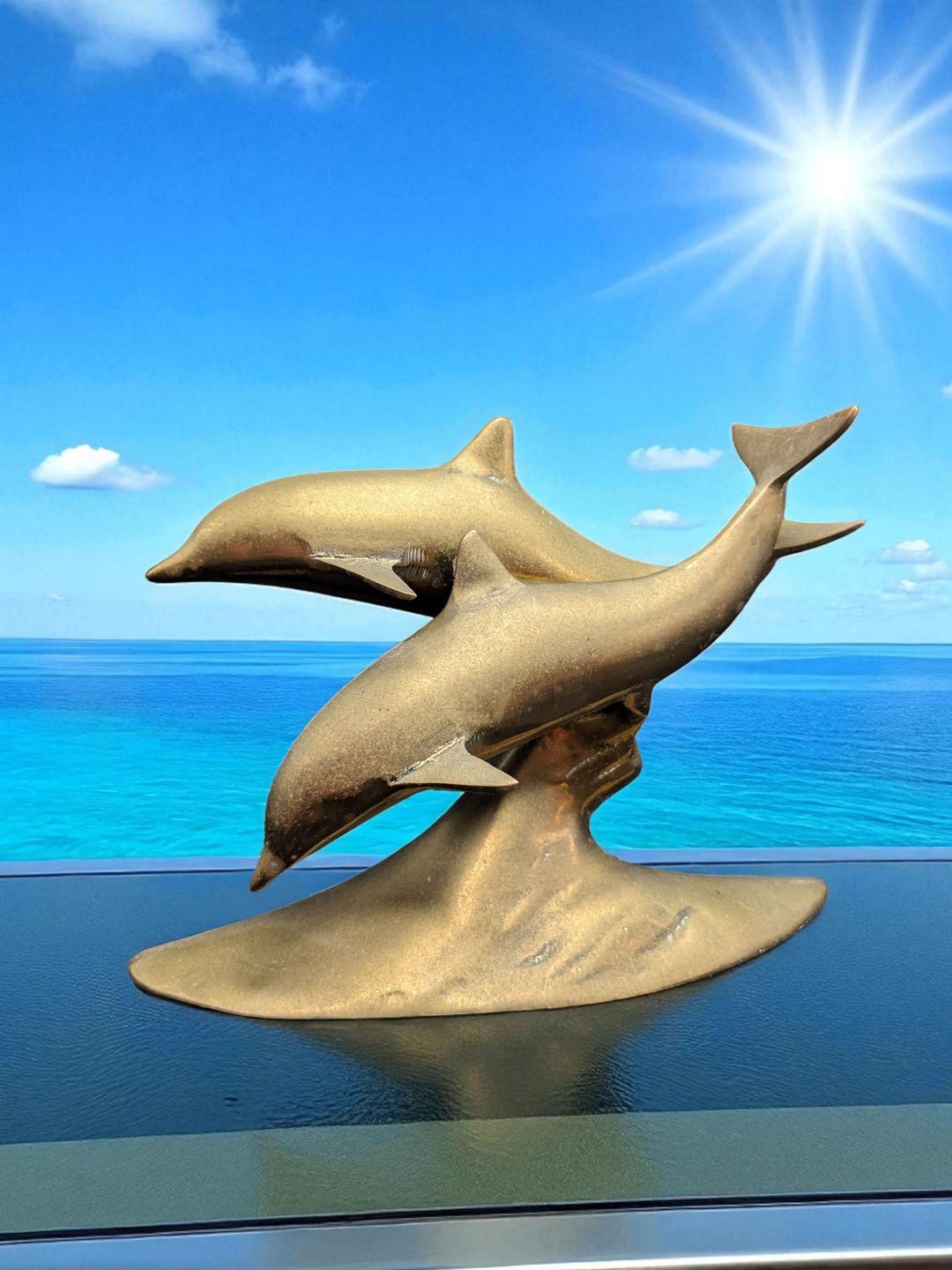 Vintage Brass Two Dolphins Swimming Statue Sculpture Figurine - Etsy