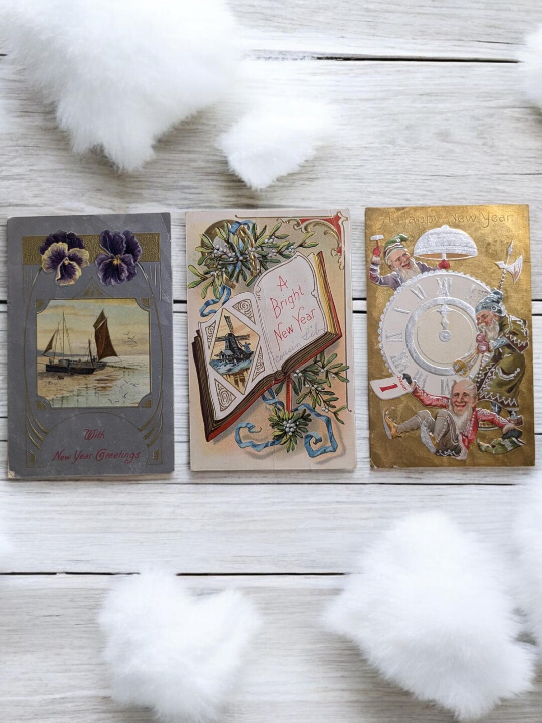 Vintage 1909 New Year Postcards - Etsy